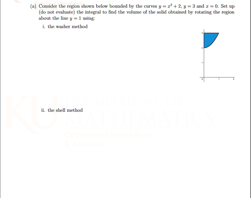 consider the region shown below bounded by the curves y 22 2 y 3 and 0 set up do not evaluate ...