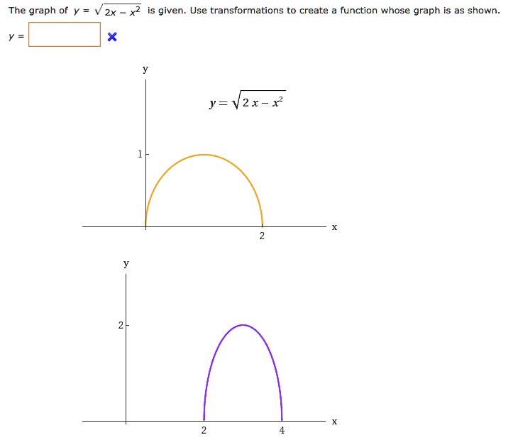 SOLVED: The graph of Y = 2x is given Use transformations to create function whose graph is as ...