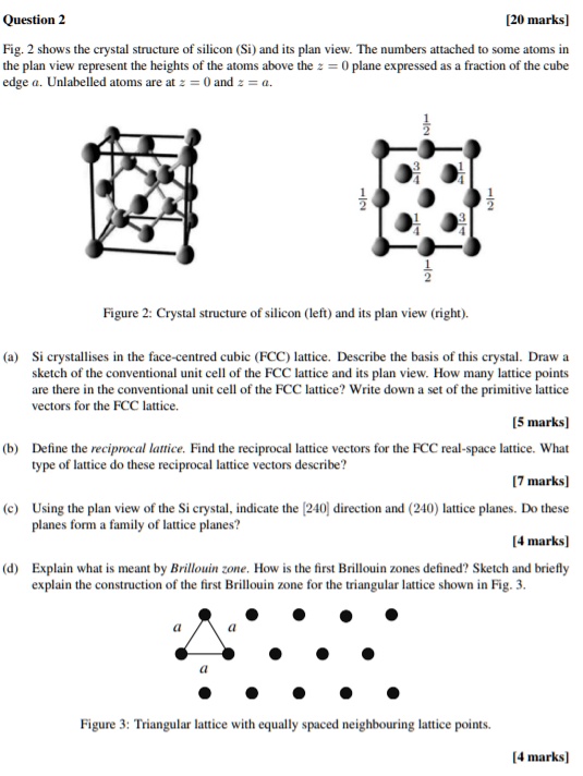 SOLVED: Question [Z0 marks] Fig: shows the crystal structure of silicon ...