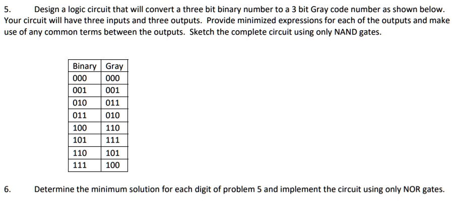 Solved Help With 6 5 Design A Logic Circuit That Will Convert A Three Bit Binary Number To A 8353