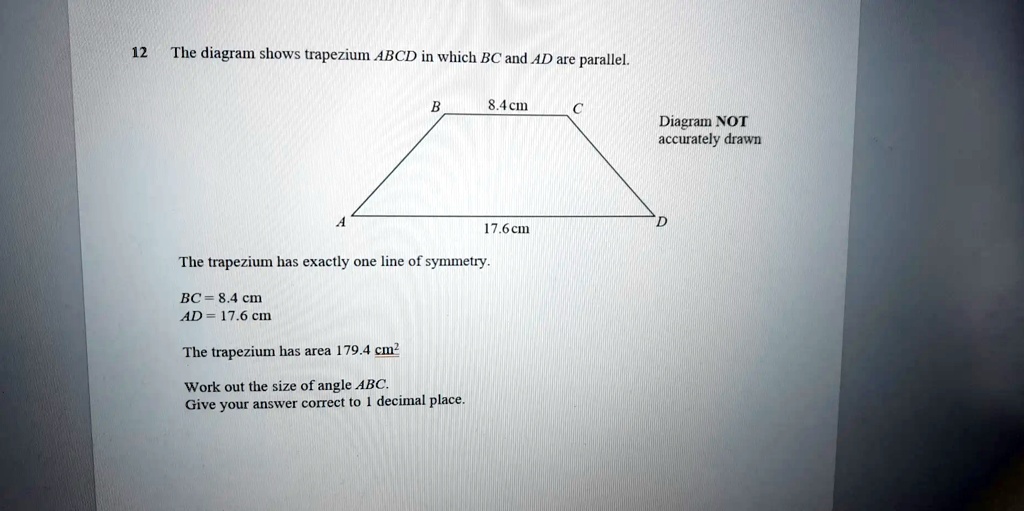 the diagram shows trapezium abcd in which bc and ad are parallel 84cm diagram not accurately ...