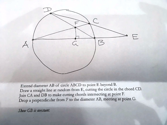 Extend diameter AB of circle ABCD to point E beyond B. Draw a straight ...