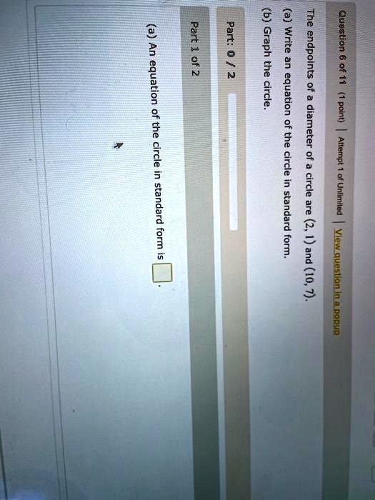SOLVED: 2 2 (e) aul Part 1 Part: Graph Questton An of 2 endpoints ...