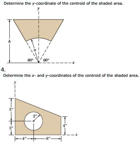 Determine the y-coordinate of the centroid of the shaded area 4 Determine the x- and y ...