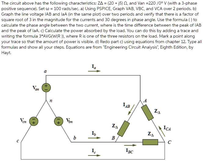 SOLVED: The circuit above has the following characteristics: Z = (20 + j5), and Van = 220 / 0 V ...