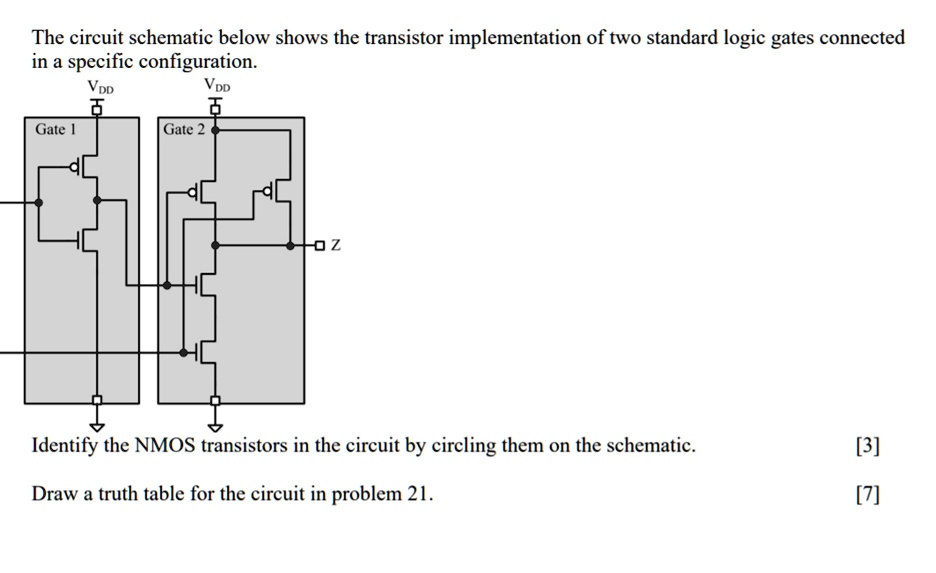 The circuit schematic below shows the transistor implementation of two ...