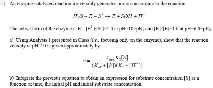 SOLVED: An enzyme-catalyzed reaction irreversibly generates protons ...