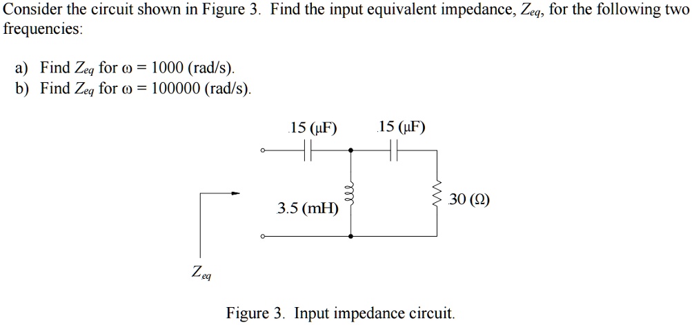 SOLVED: Consider the circuit shown in Figure 3. Find the input equivalent impedance, Zeq, for ...