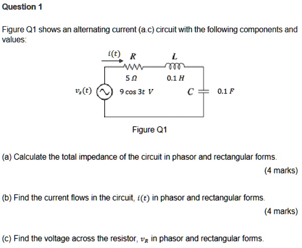 SOLVED: Question 1 Figure Q1 shows an alternating current(a.c circuit with the following ...