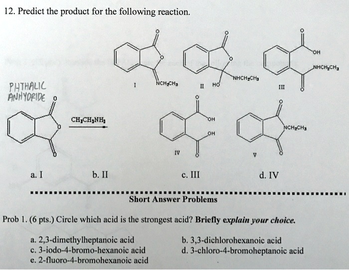 SOLVED:12. Predict the product for the following reaction: NHCH CH ...