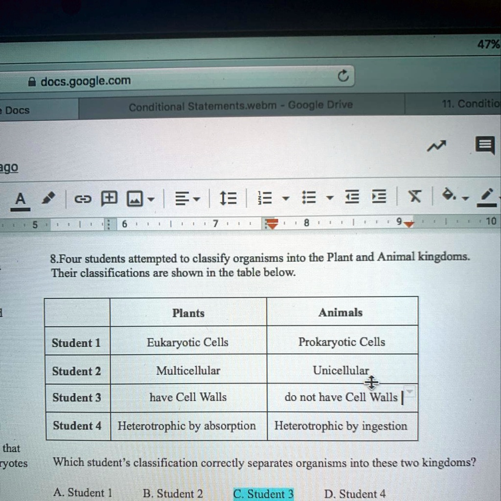 8four students attempted to classify organisms into the plant and ...