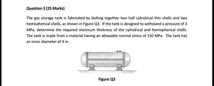 SOLVED: The gas storage tank is fabricated by bolting together two half ...