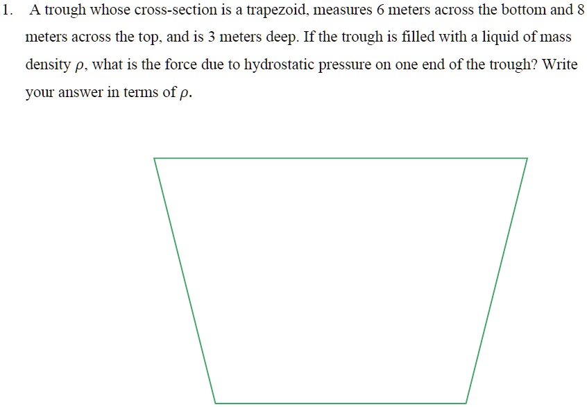 SOLVED: A trough whose cross-section is a trapezoid, measures 6 meters ...