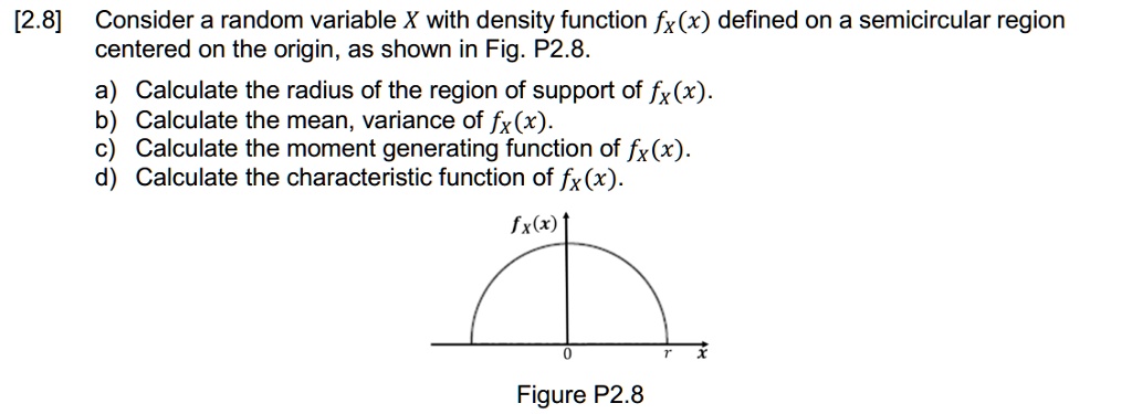 [2.8] Consider a random variable X with density function fx(x) defined on a semicircular region ...