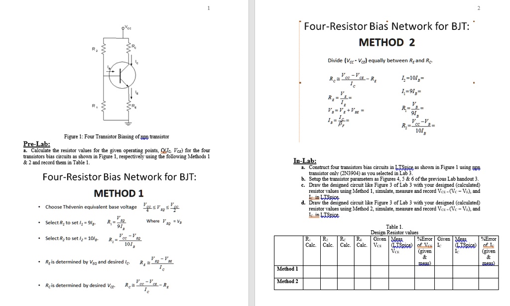 R R, R Figure 1: Four Transistor Biasing of npn transistor Four-Resistor Bias Network for BJT ...