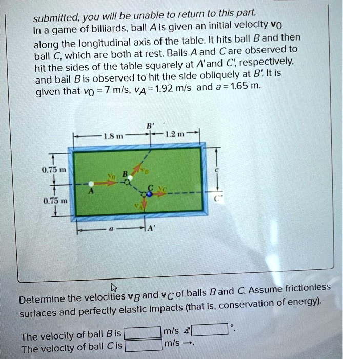 SOLVED: In a game of billiards, ball A is given an initial velocity vo ...