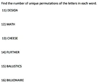 Find the number of unique Derivative Ions of the letters in each word ...