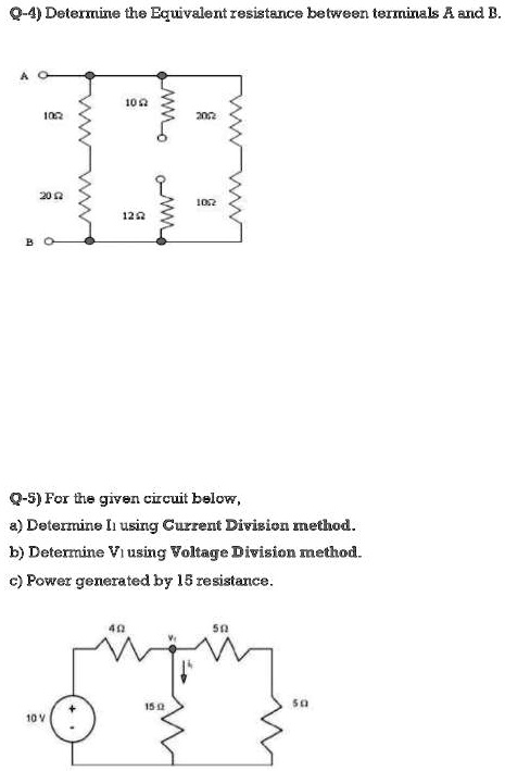 SOLVED: 0-4) Determine the Equivalent resistance between terminals A and B. I02 W0 122 Q-5) For ...