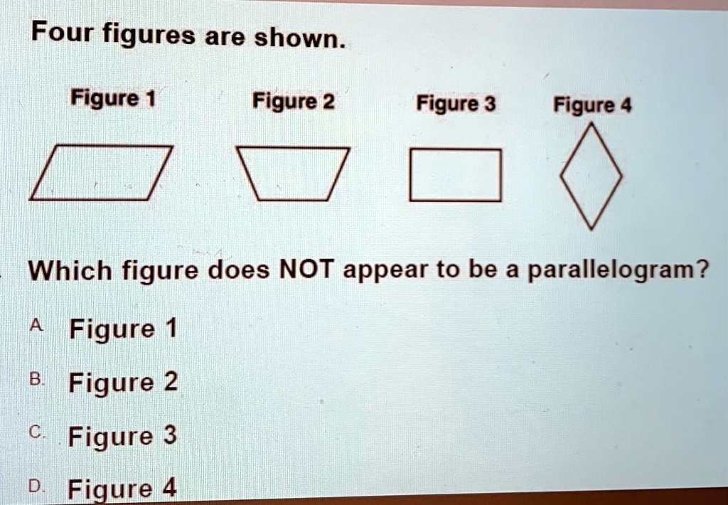 Four figures are shown. Figure 1 Figure 2 Figure 3 Figure 4 Which figure does NOT appear to be a ...