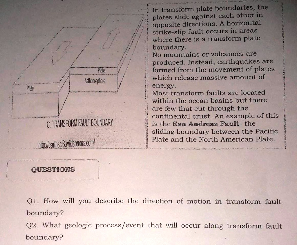 SOLVED: 'Q2. What geologic processes/events that will occur along ...