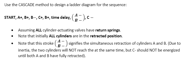 SOLVED: Use the CASCADE method to design a ladder diagram for the ...