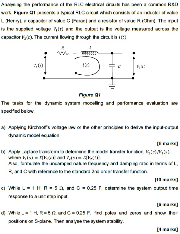 SOLVED: Text: Analyzing the performance of the RLC electrical circuits has been a common R D ...
