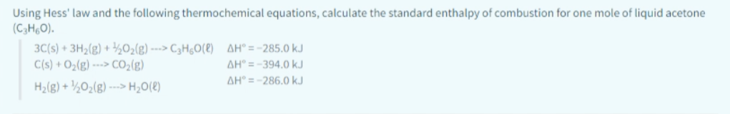 Using Hess' law and the following thermochemical equations, calculate ...