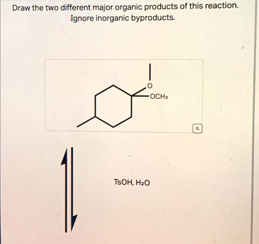 Draw the two different major organic products of this reaction. Ignore ...