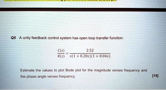 SOLVED: A unity feedback control system has an open-loop transfer function C(s) = 2.52R(s)/(s+0. ...
