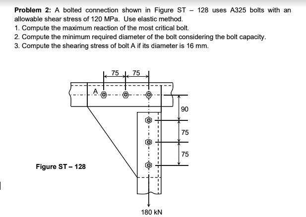 Problem 2: bolted connection shown in Figure ST 128 uses A325 bolts ...