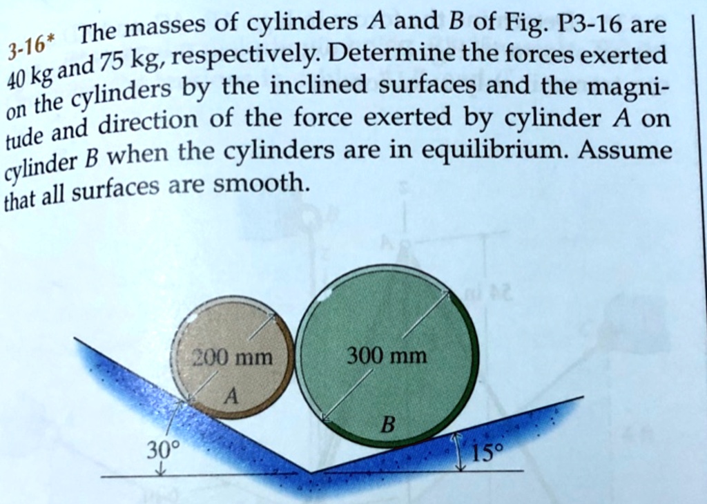 the masses of cylinders a and b of fig p3 16 are 3 16 and 75 kg respectively determine the ...