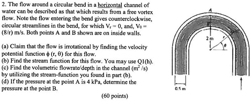 2. The flow around a circular bend in a horizontal channel of water can ...