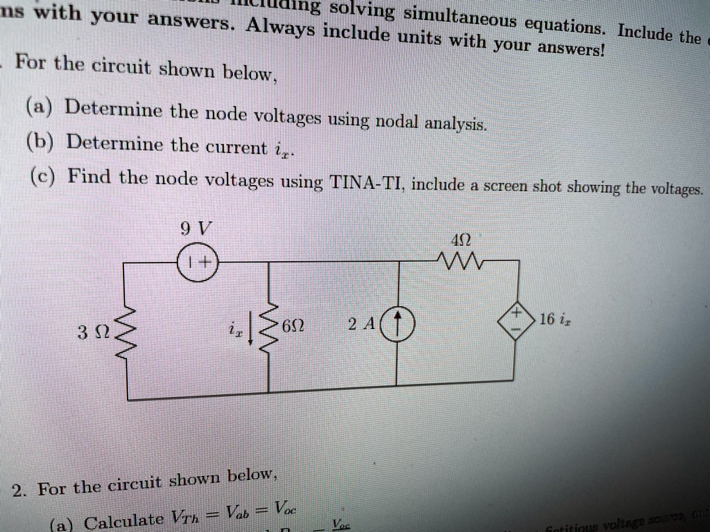 ns with your answers. Always include units with your answers! Iding solving simultaneous ...