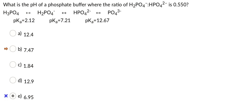 SOLVED:What is the pH of a phosphate buffer where the ratio of HzPO4 ...
