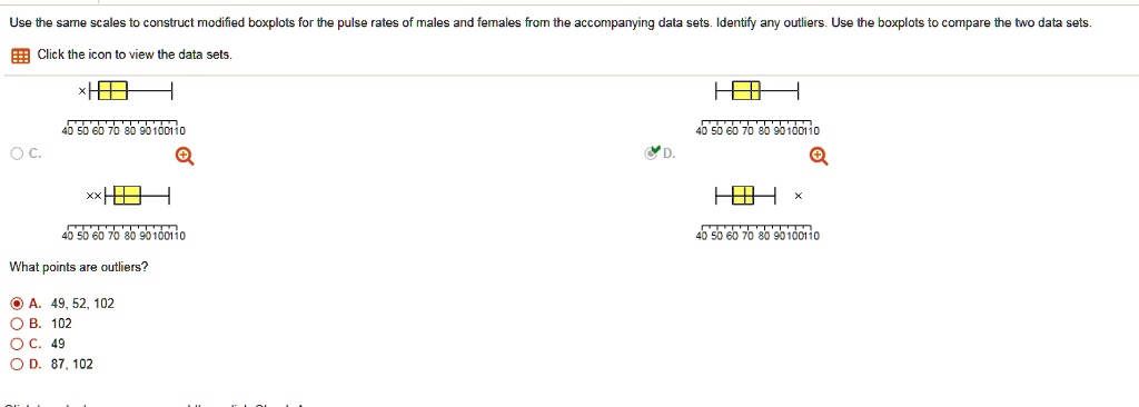 SOLVED: Use tne same scales- construct modified boxplots for the pulse ...