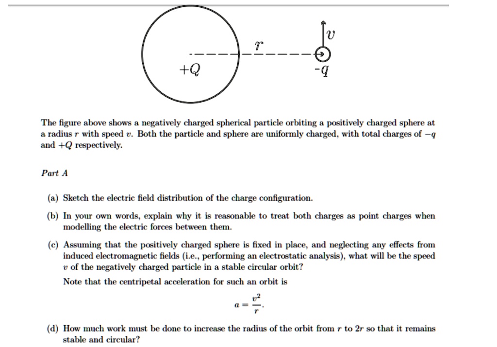c q the figure above shows negatively charged spherical particle orbiting a positively charged ...
