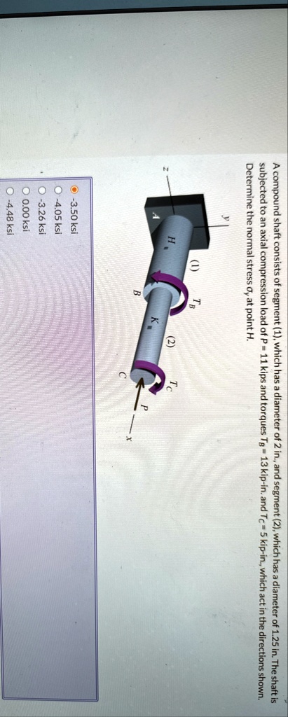 a compound shaft consists of segment 1 which has a diameter of 2 in and ...