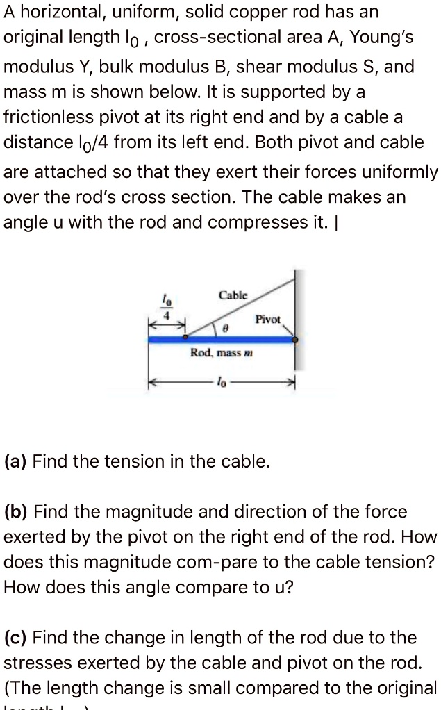 SOLVED: A horizontal, uniform, solid copper rod has an original length ...