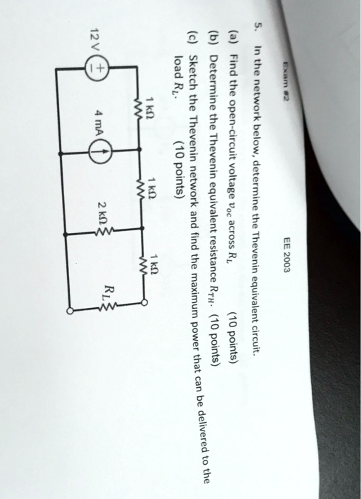Exam #2 EE 2003 5. In the network below, determine the Thevenin equivalent circuit. (a) Find the ...