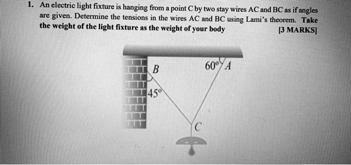 1. An electric light fixture is hanging from a point C by two stay ...