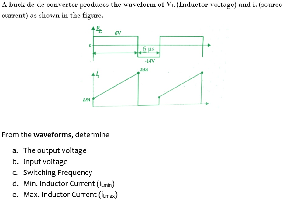 SOLVED: A buck DC-DC converter produces the waveform of VL (inductor ...