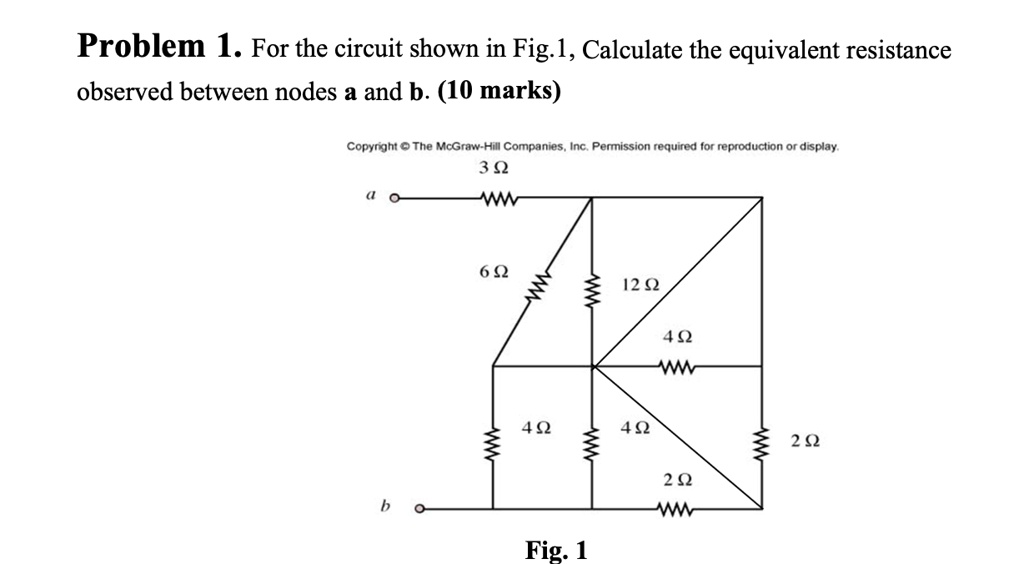 SOLVED: Problem 1. For the circuit shown in Fig 1, calculate the equivalent resistance observed ...