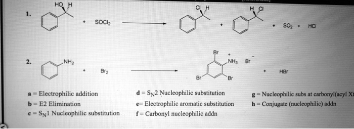 SOLVED: SOCIETY SO2 Her Electrophilic addition E2 Elimination SN1 ...