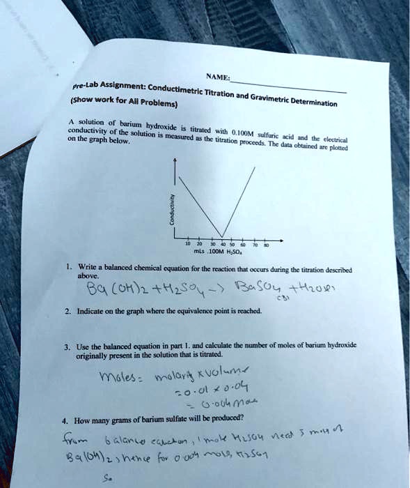 SOLVED: NAME: mLab Assignment: Conductimetric Titration and Gravimetric Determination of Barium ...
