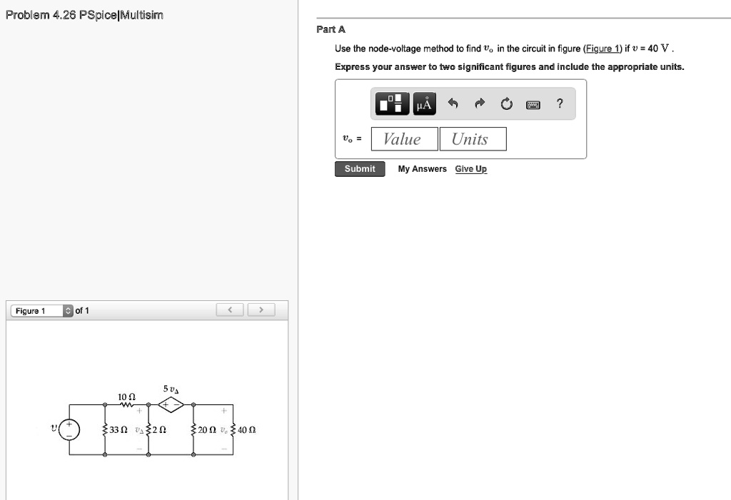 Problem 4.26 PSpice|Multisim Part A Use the node-voltage method to find vo in the circuit in ...