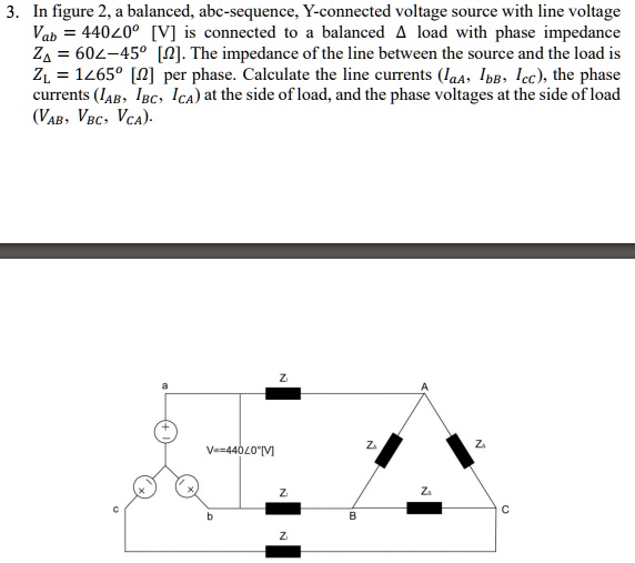 SOLVED: In figure 2, a balanced, abc-sequence, Y-connected voltage source with line voltage Vab ...