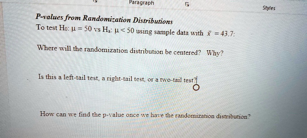 Solved Text Paragraph Styles P Values From Randomization