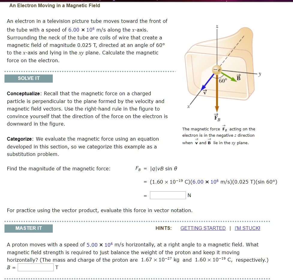 SOLVED: An electron in a television picture tube moves toward the front of the tube with a speed ...