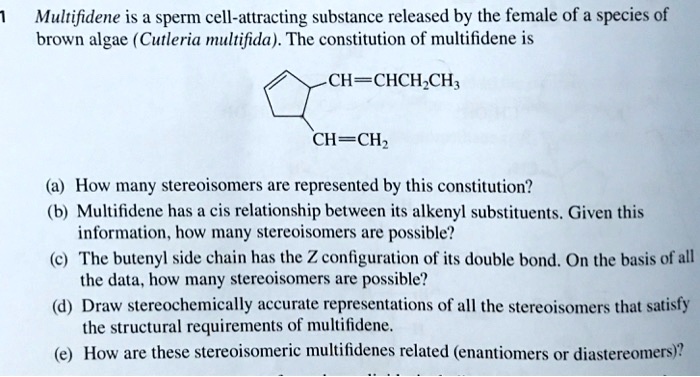 SOLVED: Multifidene is a sperm cell-attracting substance released by ...