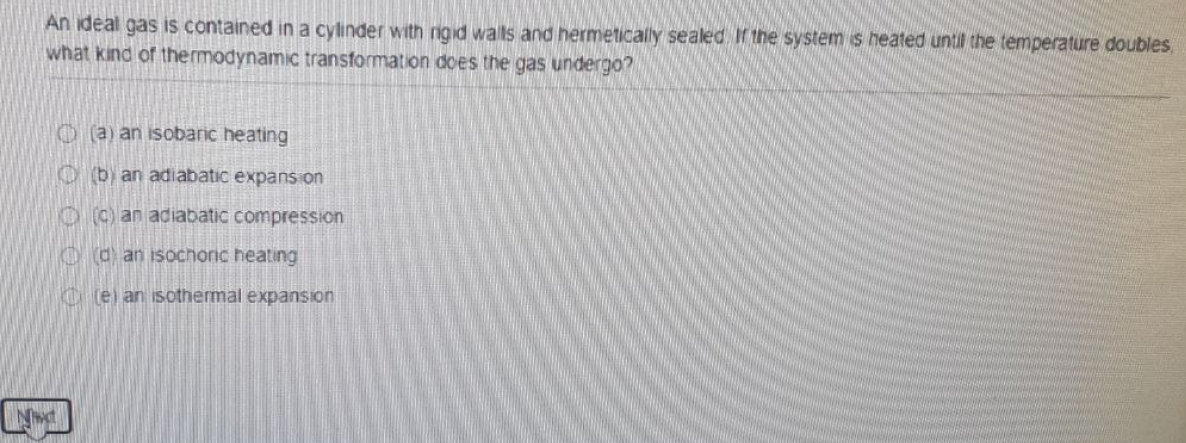 An ideal gas is contained in a cylinder with ngid walls and ...